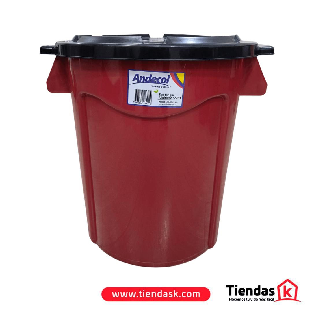 TANQUE MULTIUSOS ROJO ANDECOL 55LT C/TAPA REF:MP0159 - TiendasKSAK.com
